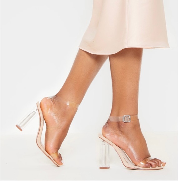 PrettyLittleThing | Shoes | Nude Clear Heels Plt | Poshmark